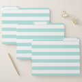 Light Turquoise and White Wide Horizontal Striped File Folder | Zazzle