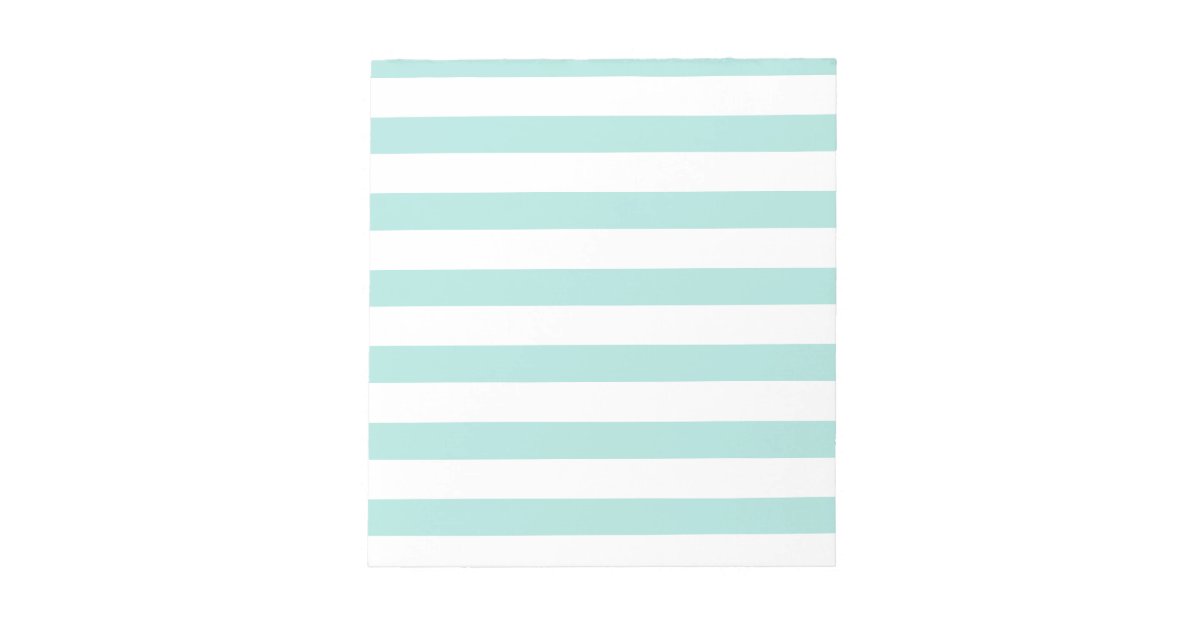 Light Turquoise and White Wide Horizontal Striped Notepad | Zazzle