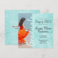 Light Turquoise Script Graduation Party Photo Advice Card | Zazzle