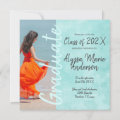 Light Turquoise Script Graduation Party Photo Advice Card | Zazzle