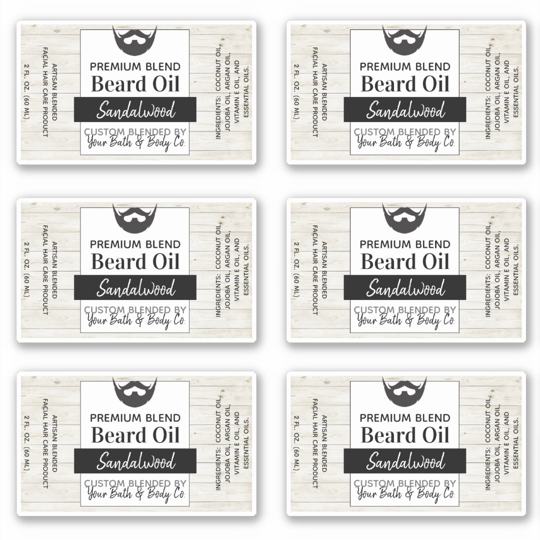 Light Wood Beard Oil Labels With Ingredients | Zazzle