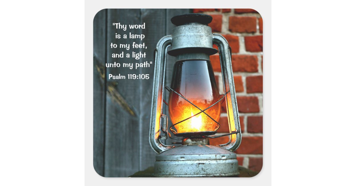 Lighted Lamp with Bible Verse Square Sticker | Zazzle