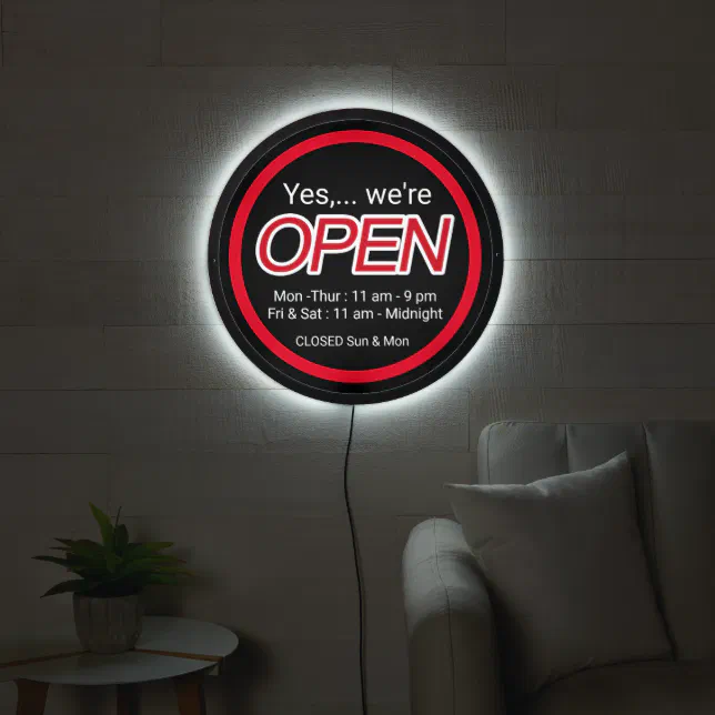 Lighted Open Sign Hours | Zazzle