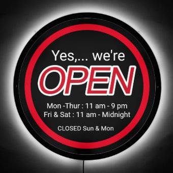 Lighted Open Sign Hours | Zazzle