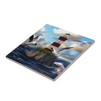 Lighthouse Birds Flying Ceramic Tile | Zazzle