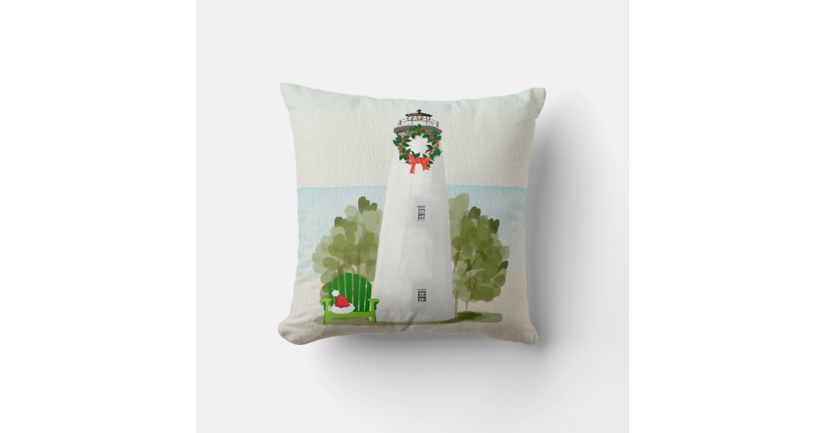 Lighthouse Christmas Pillow | Zazzle