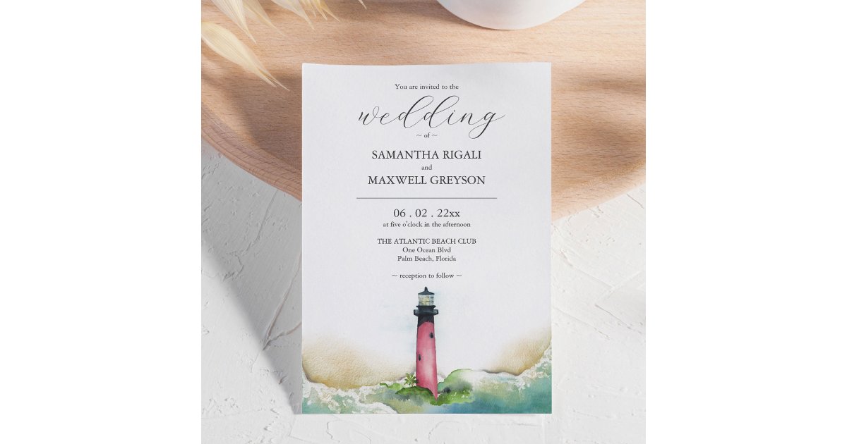 Lighthouse Customised Wedding Invitations | Zazzle