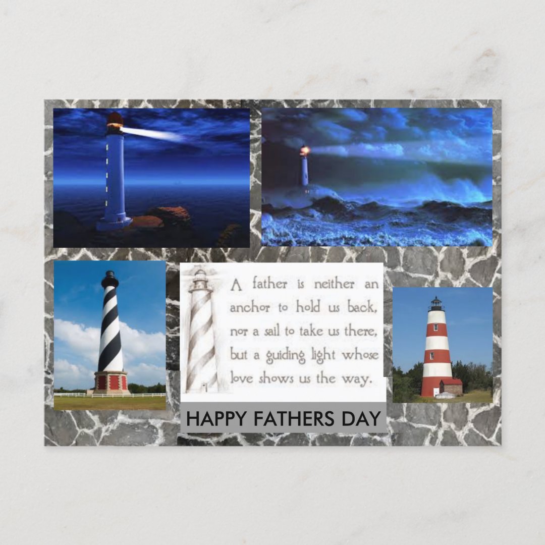 Lighthouse Fathers Day postcard | Zazzle