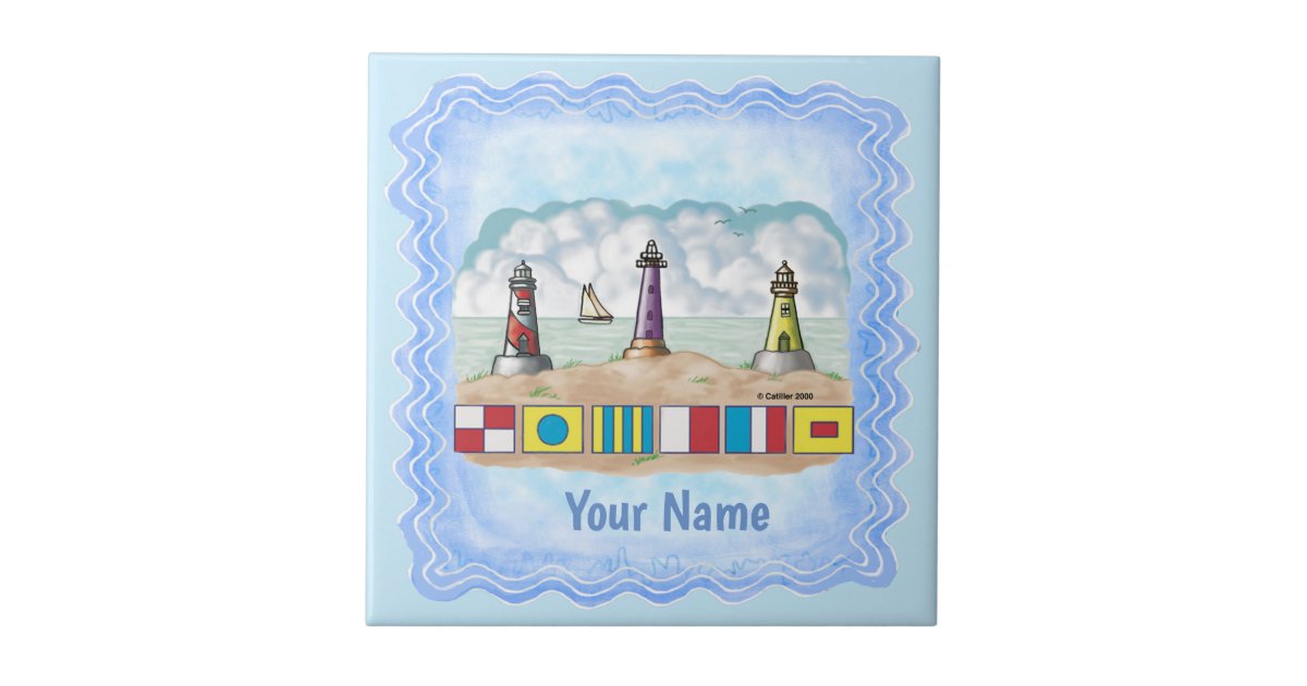 Lighthouse Flags Ceramic Tile | Zazzle