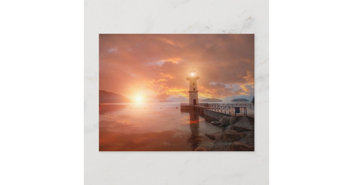 Lighthouse in the Sunset Postcard | Zazzle