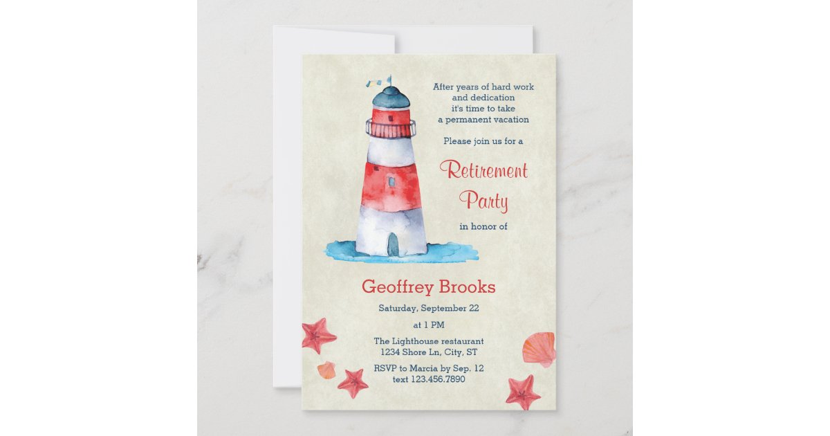 Lighthouse Nautical Retirement Party Invitation | Zazzle