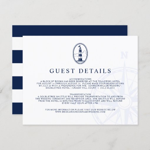 Lighthouse Nautical | Wedding Guest Enclosure Card | Zazzle