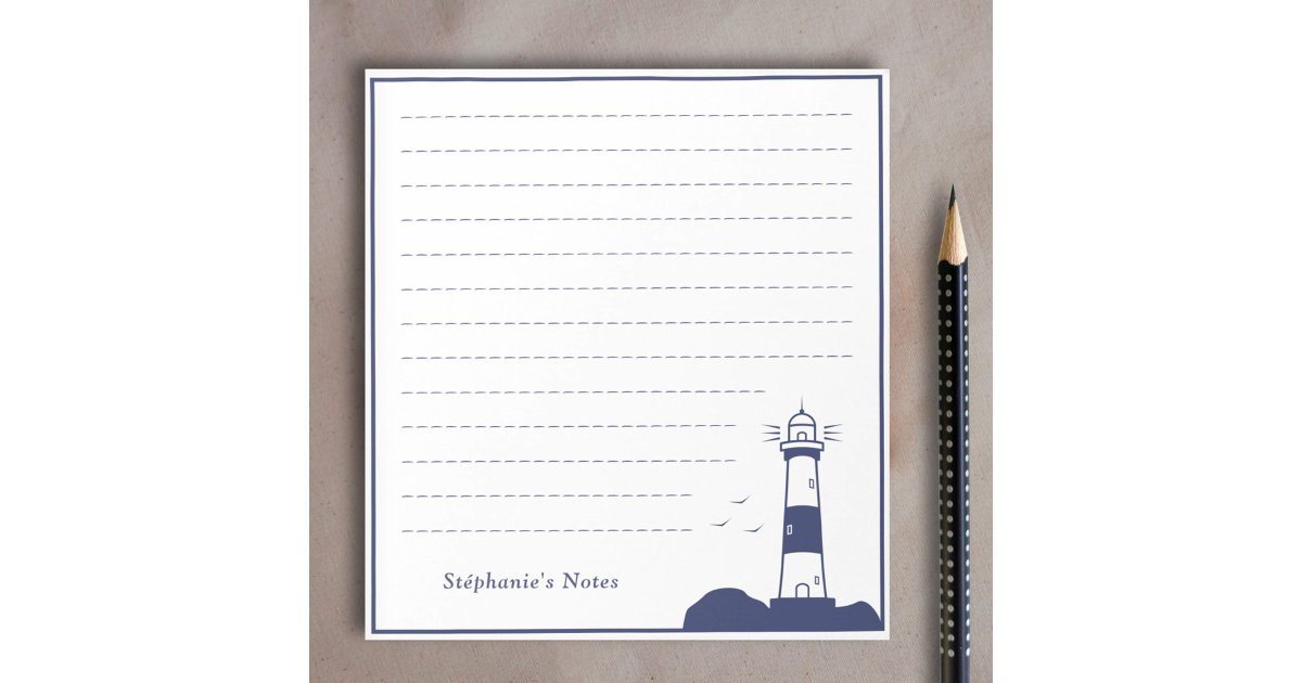 Lighthouse Navy Blue Notepad | Zazzle