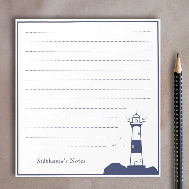 Lighthouse Navy Blue Notepad | Zazzle