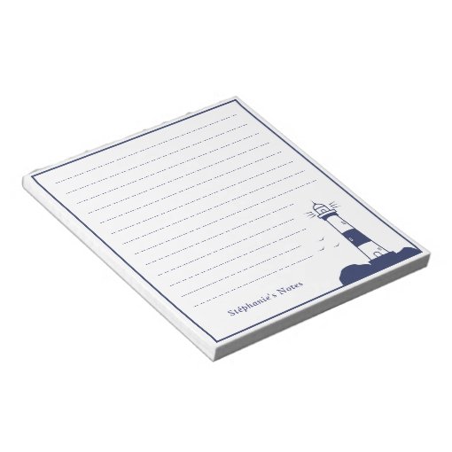 Lighthouse Navy Blue Notepad | Zazzle