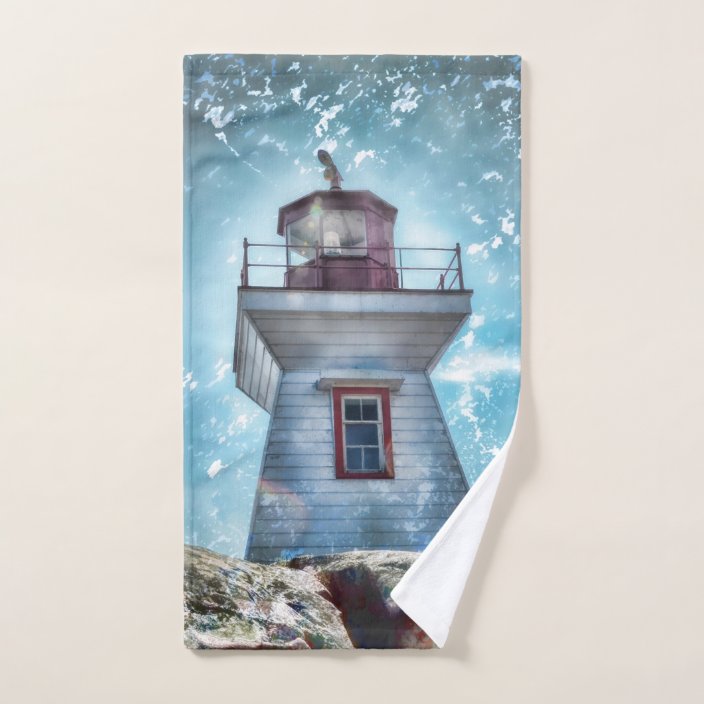 Lighthouse Ocean Blue Nautical Rustic Coastal Bath Towel Set | Zazzle.com