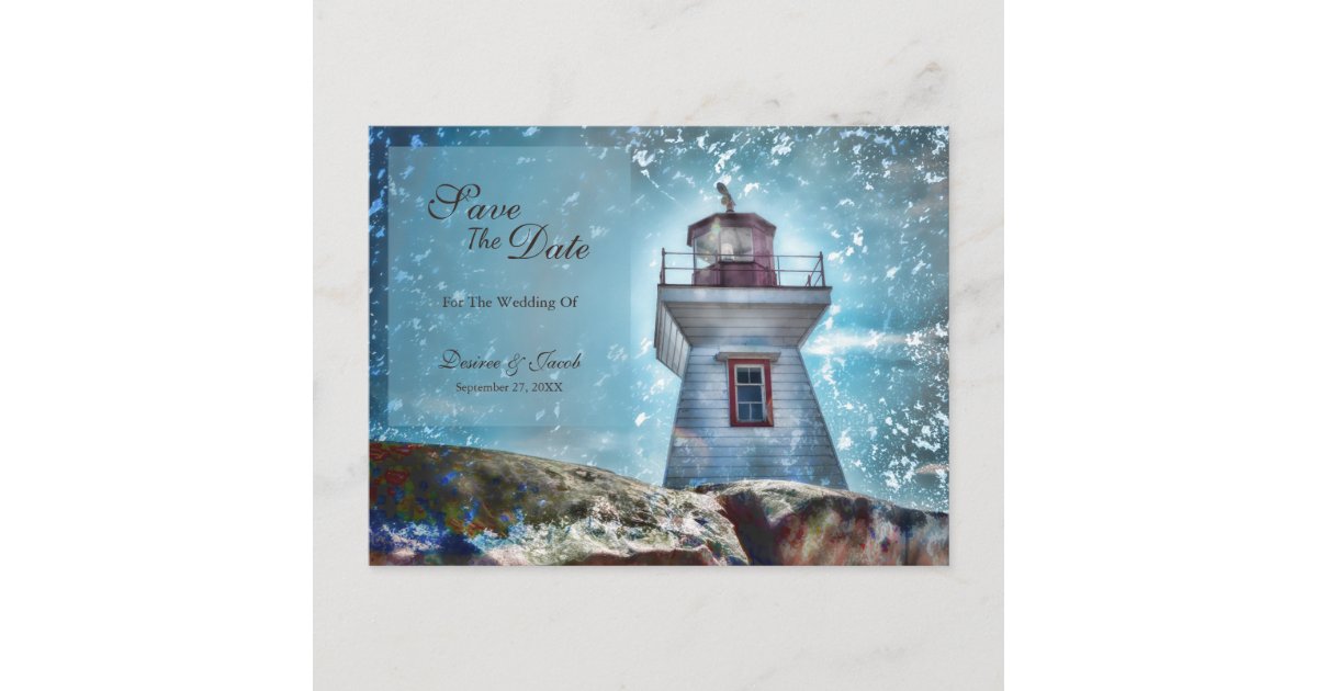 Lighthouse Ocean Blue Nautical Rustic Coastal Postcard | Zazzle