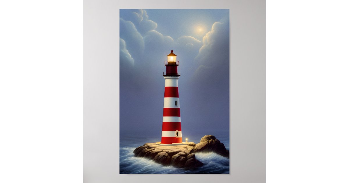 Lighthouse Ocean Seaside Art Poster | Zazzle