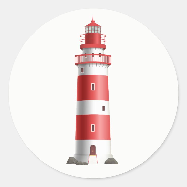 Lighthouse Red Wedding Beach Wedding Bridal Shower Classic Round ...