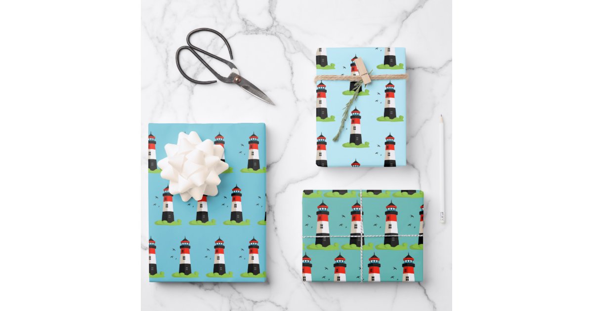 Lighthouse Scene Design Wrapping Paper | Zazzle