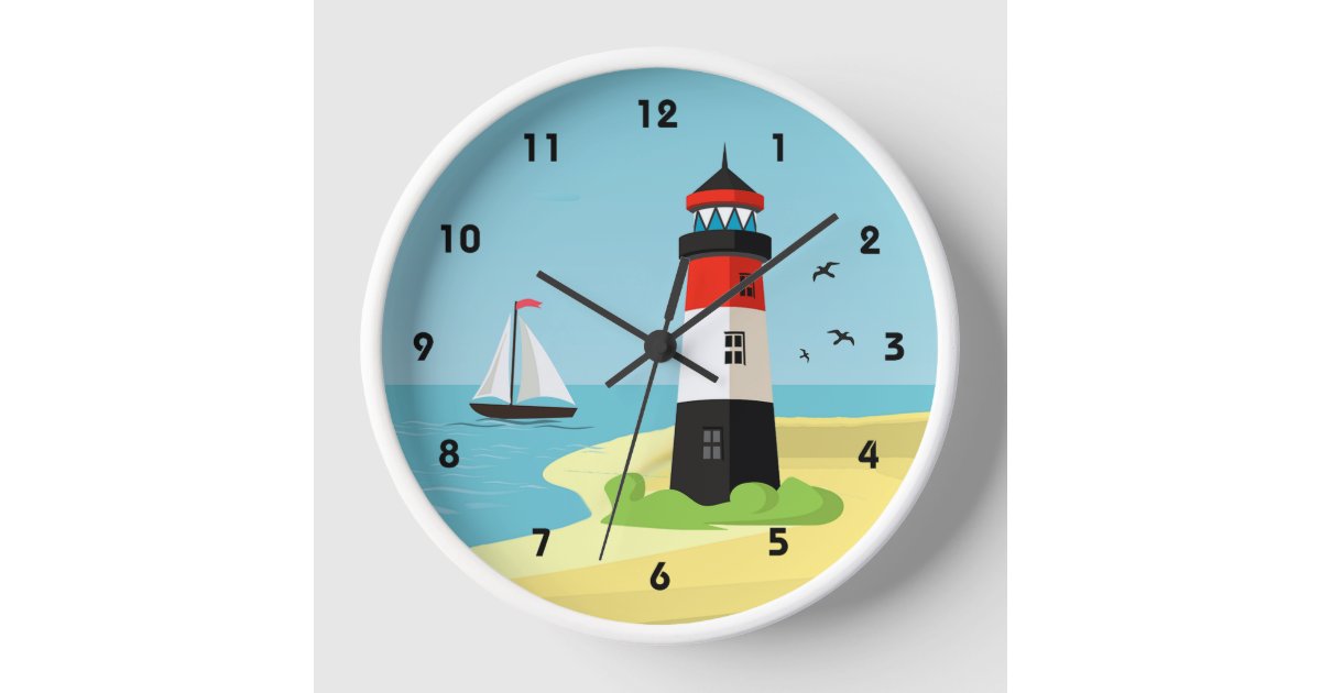 Lighthouse Scene Wall Clock | Zazzle