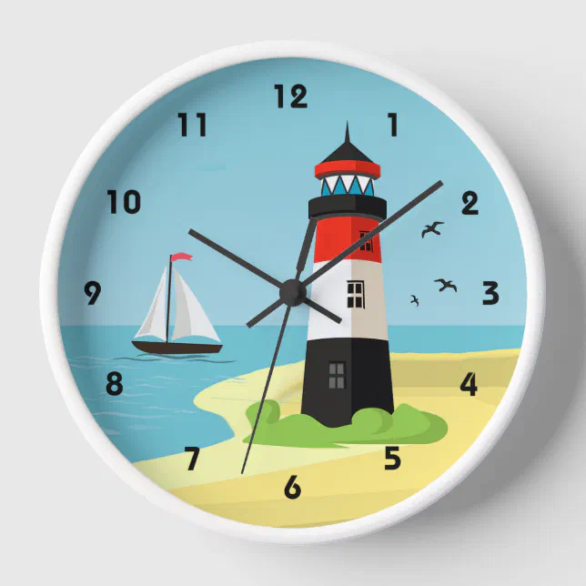 Lighthouse Scene Wall Clock | Zazzle