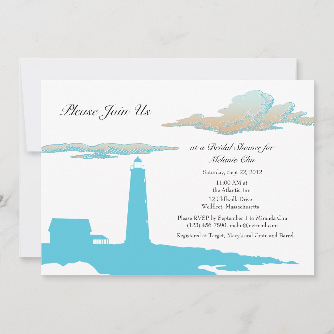 Lighthouse shower invitation | Zazzle