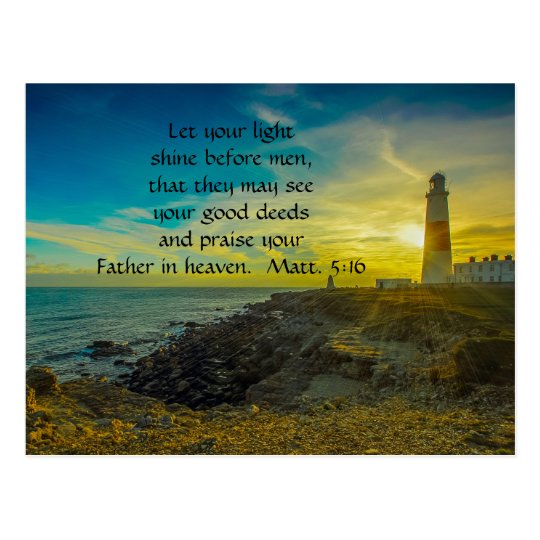 Lighthouse Sunset Christian Bible Verse Postcard | Zazzle.com