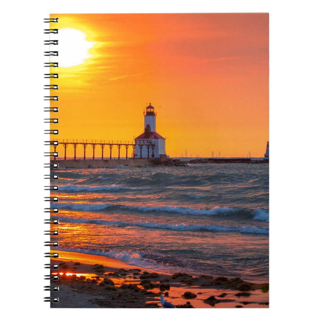 Lighthouse Sunset Notebook | Zazzle