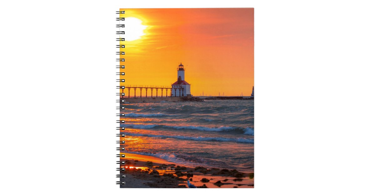 Lighthouse Sunset Notebook | Zazzle