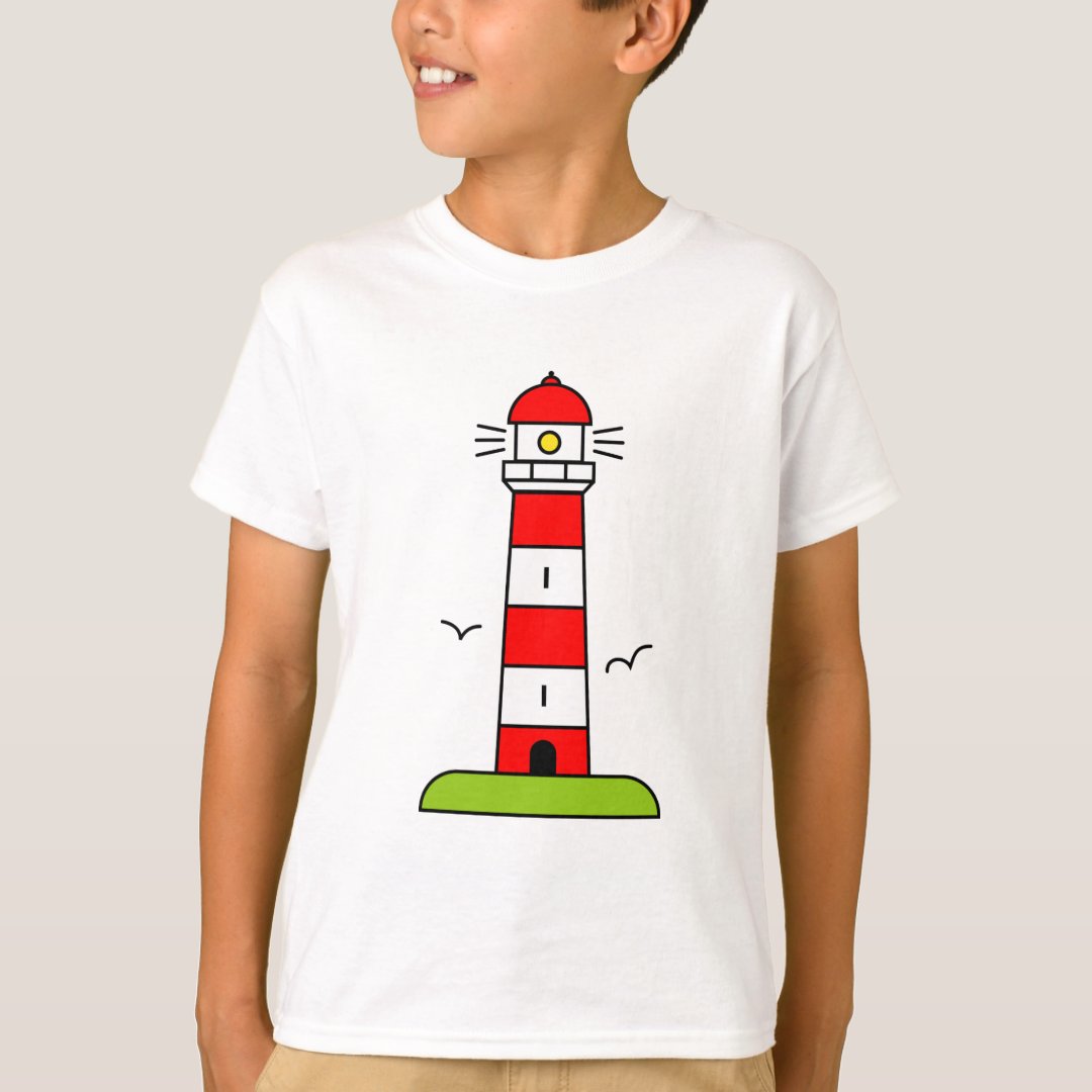 Lighthouse t shirt for kids | Nautical beach theme | Zazzle