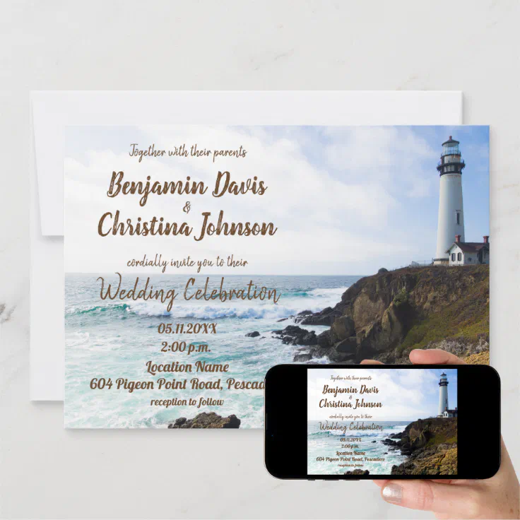 Lighthouse Wedding Invitation | Zazzle