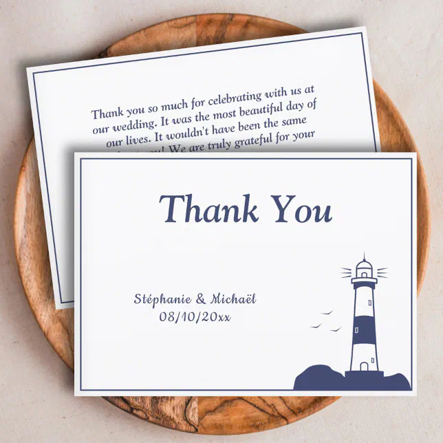 Lighthouse Wedding Thank You Card | Zazzle