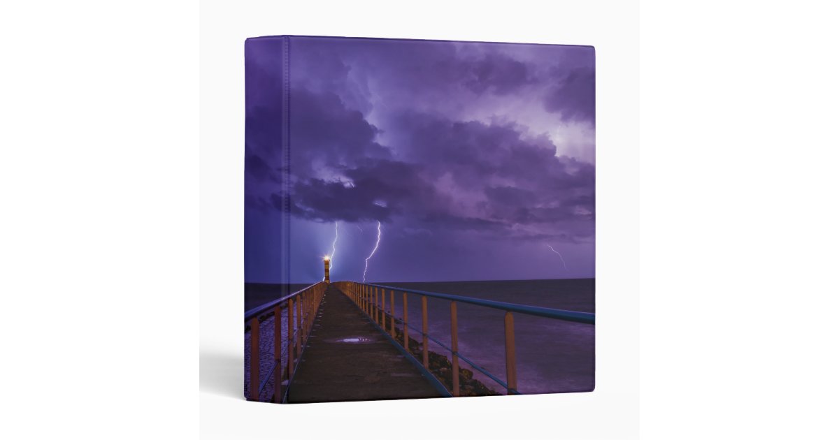 Lighthouses in a Thunderstorm with Purple Rain Binder | Zazzle