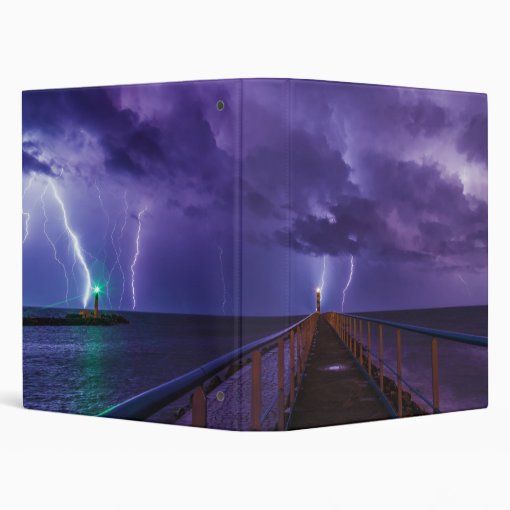Lighthouses in a Thunderstorm with Purple Rain Binder | Zazzle
