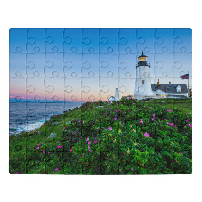 Lighthouses | Point Lighthouse Bristol Maine Jigsaw Puzzle | Zazzle