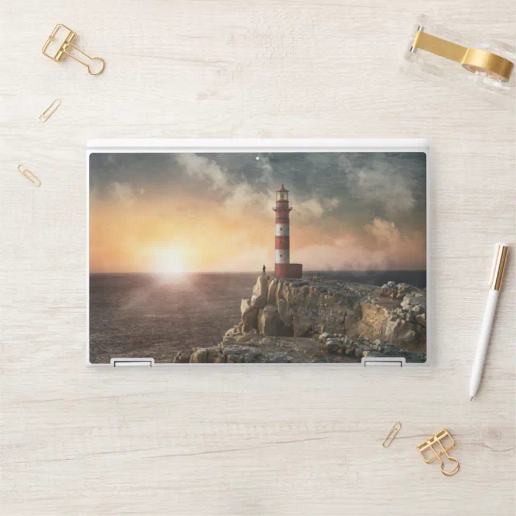 Lighthouses | Red & White Lighthouse HP Laptop Skin | Zazzle