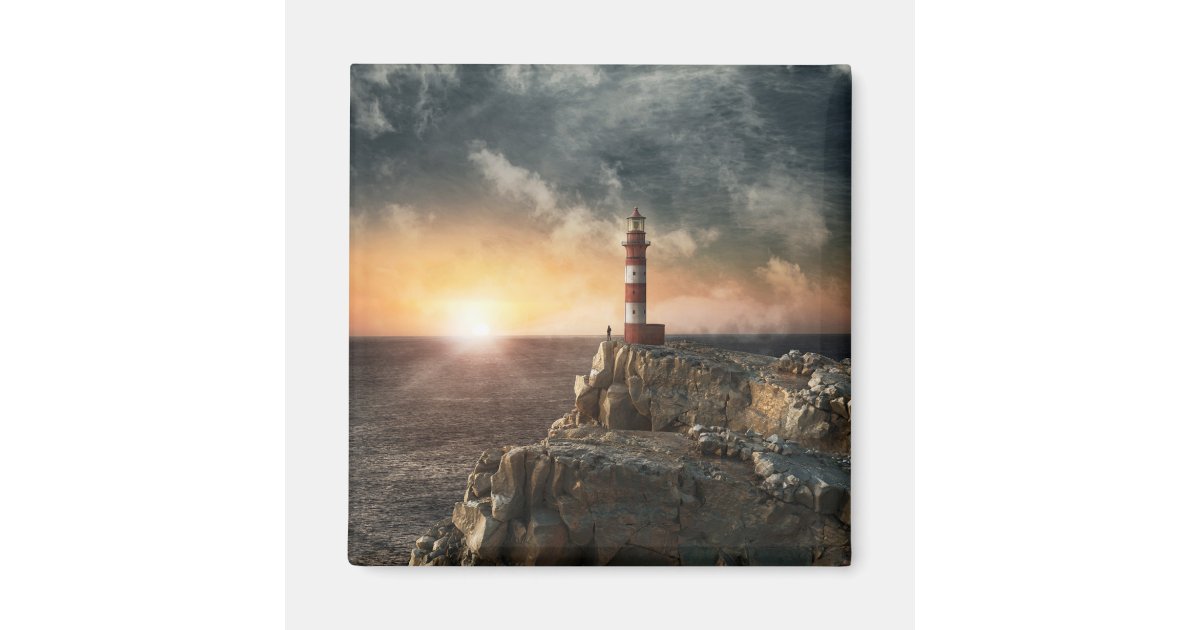 Lighthouses | Red & White Lighthouse Magnet | Zazzle