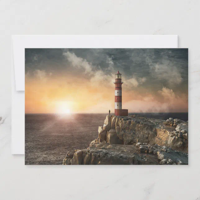 Lighthouses | Red & White Lighthouse Thank You Card | Zazzle