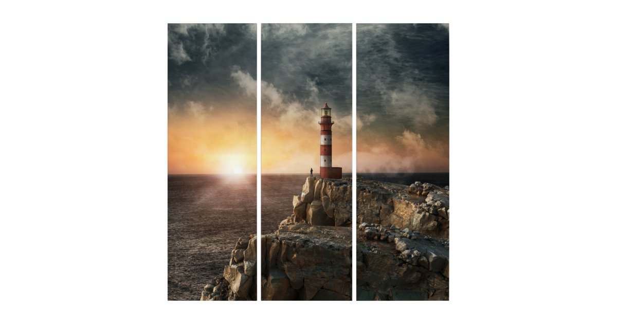 Lighthouses | Red & White Lighthouse Triptych | Zazzle