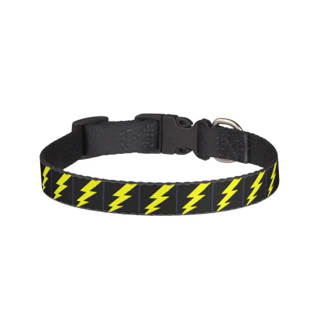 Lighting Bolt Dog Collar Black | Zazzle