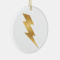 Lightning Bolt in Metallic Gold Ceramic Ornament | Zazzle