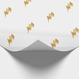 Lightning Bolt in Metallic Gold Wrapping Paper | Zazzle