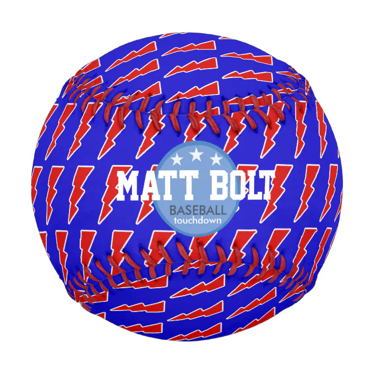 lightning bolt red&blue personalized baseball | Zazzle