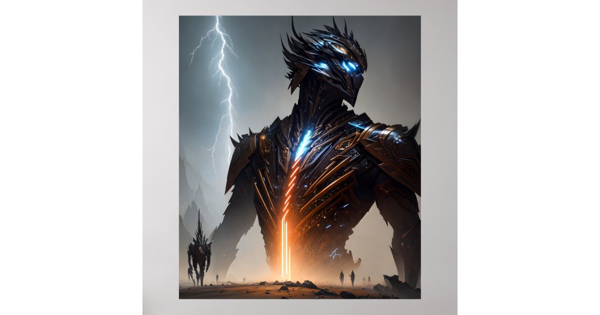 Lightning Cyborg Warrior Poster | Zazzle