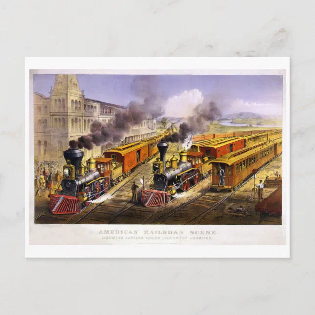 Lightning Express: An American Train Scene Postcard | Zazzle