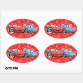 Lightning McQueen & Sally Oval Sticker | Zazzle