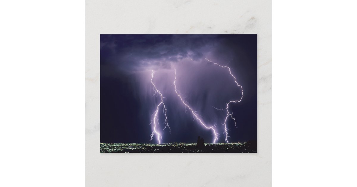 Lightning over Salt Lake Valley, Utah. Postcard | Zazzle
