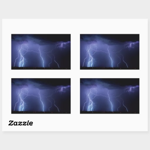 Lightning Strike 3 Rectangular Sticker | Zazzle