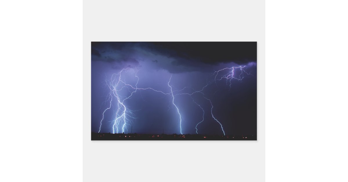 Lightning Strike 3 Rectangular Sticker | Zazzle